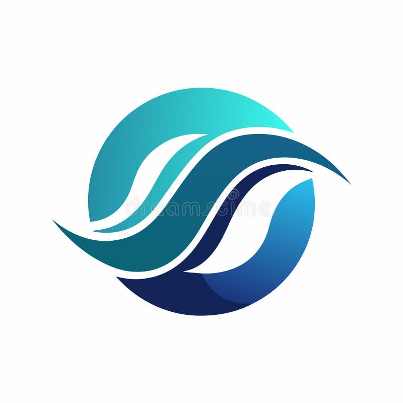 A Minimalist Logo Featuring a Stylized Wave Motif in Blue and Turquoise ...