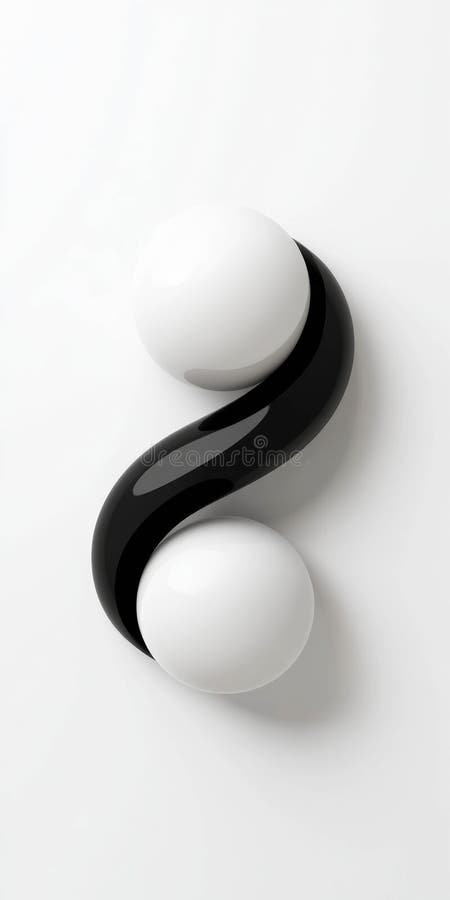 Minimalist Logo of Two Black and White Spheres Intertwined, Simple ...