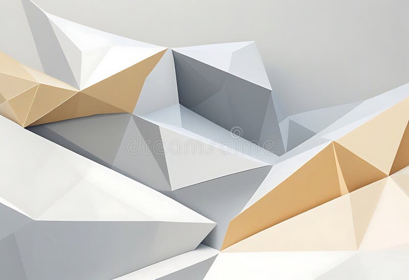 Abstract Polygonal Low Poly Design in White Gray and Beige Tones Stock ...