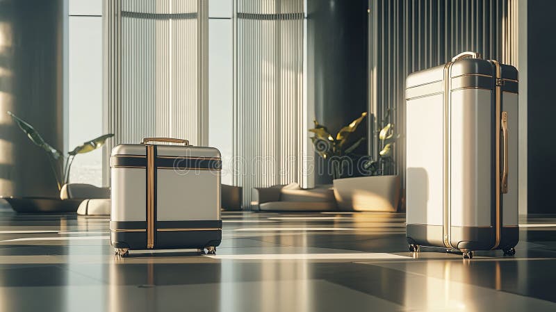 A Minimalist Luggage Set Styled in a Clean First-class Lounge ...