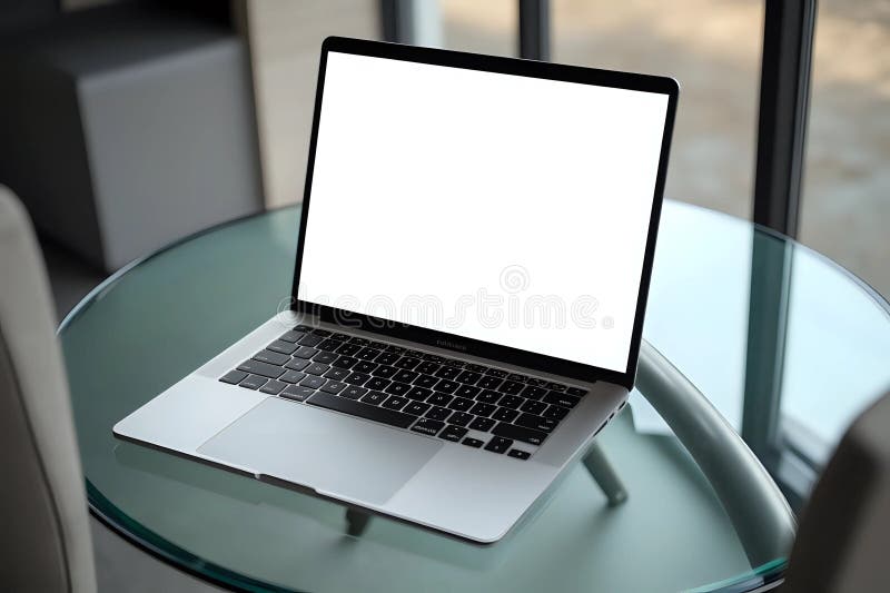 A Minimalist, Luxury Macro Shot of a Laptop Computer with a Blank White ...