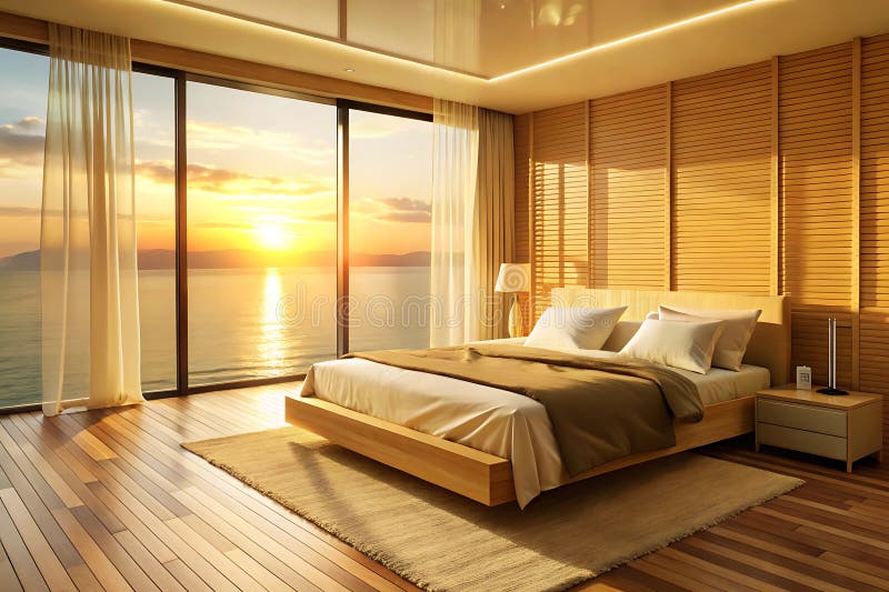 Minimalist Luxury Modern Bed Room Design, Morning Light, Modern ...