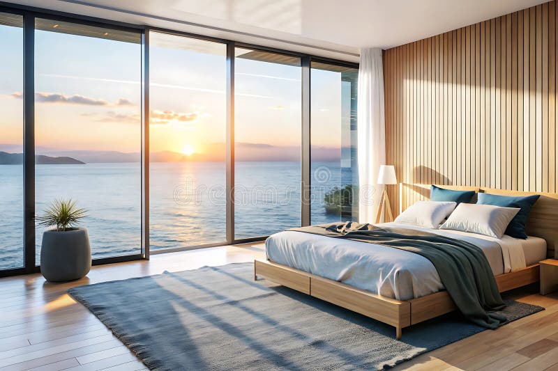 Minimalist Luxury Modern Bed Room Design, Morning Light, Modern ...