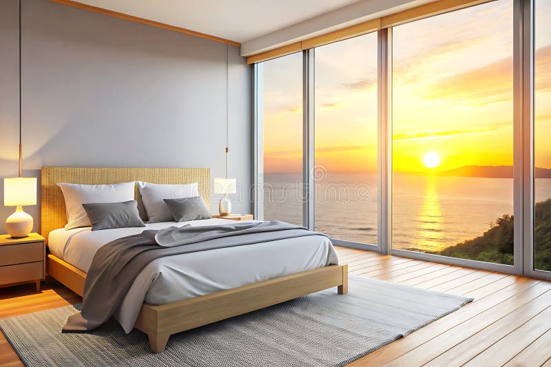 Minimalist Luxury Modern Bed Room Design, Morning Light, Modern ...