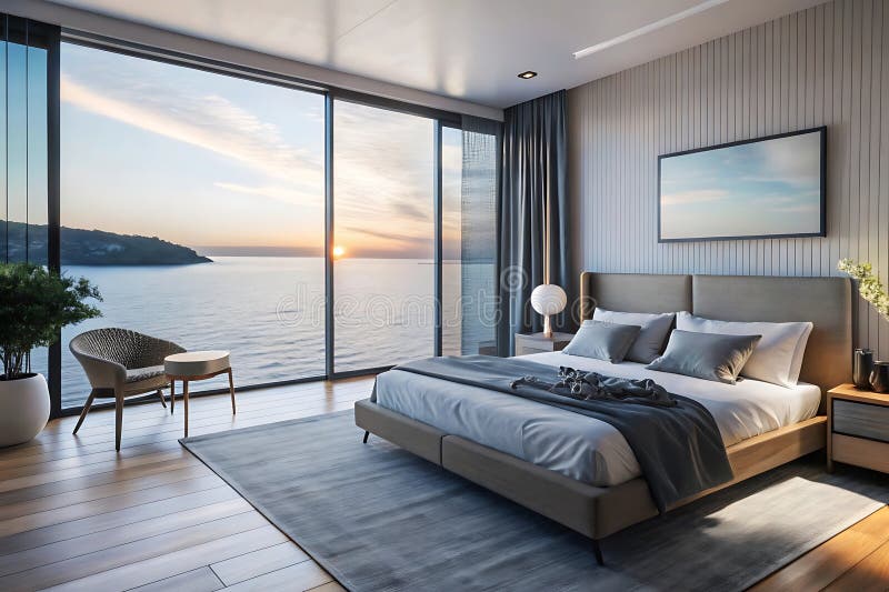 Minimalist Luxury Modern Bed Room Design, Morning Light, Modern ...