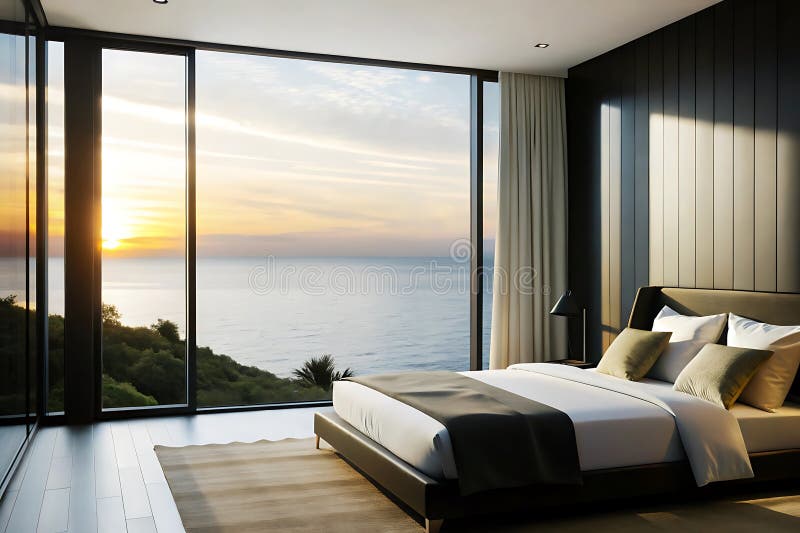 Minimalist Luxury Modern Bed Room Design, Morning Light, Modern ...