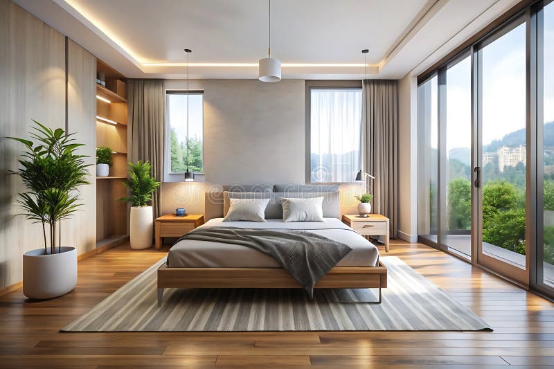 Minimalist Luxury Modern Bed Room Design, Morning Light, Modern ...
