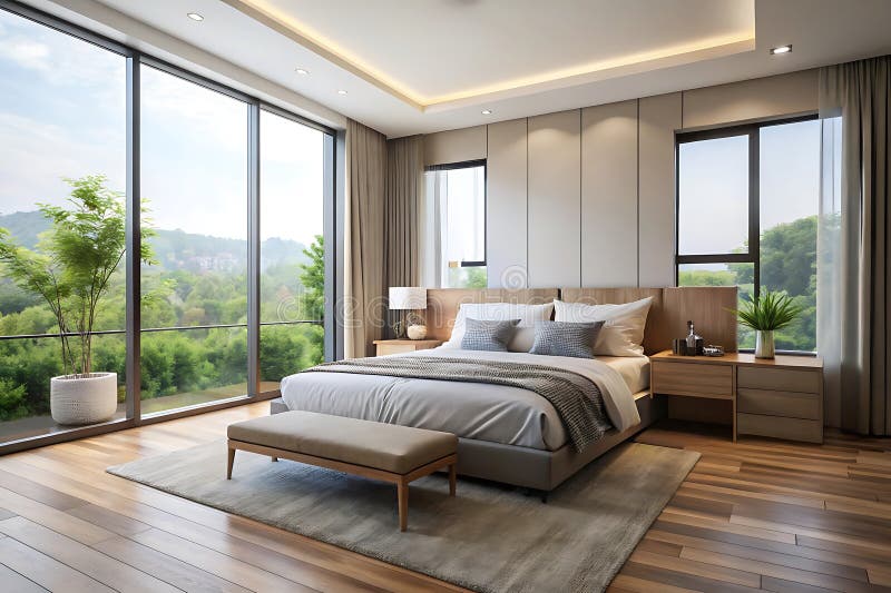 Minimalist Luxury Modern Bed Room Design, Morning Light, Modern ...