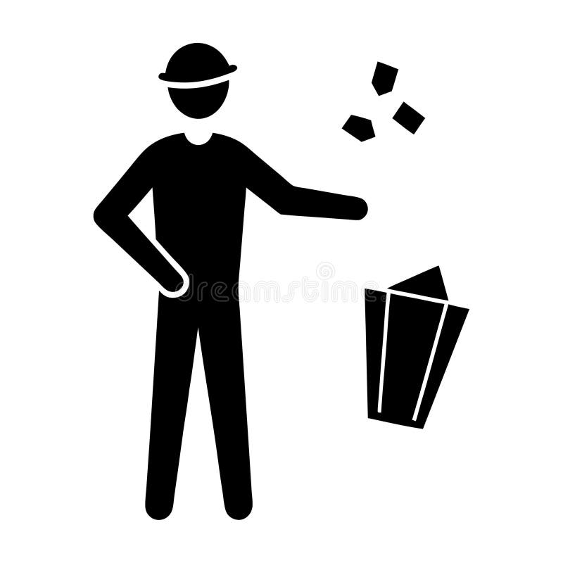 A Minimalist Man Throwing Out Garbage. Stock Vector - Illustration of ...