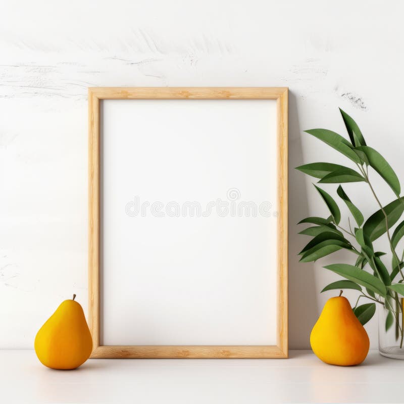 Minimalist Mango Picture Frame Mockup on White Background Stock ...