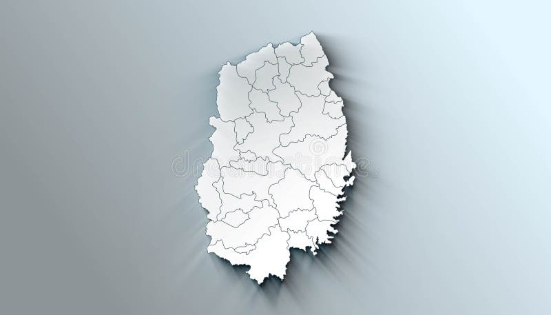 Modern Map of Iwate Japan Prefecture with Borders Stock Illustration ...