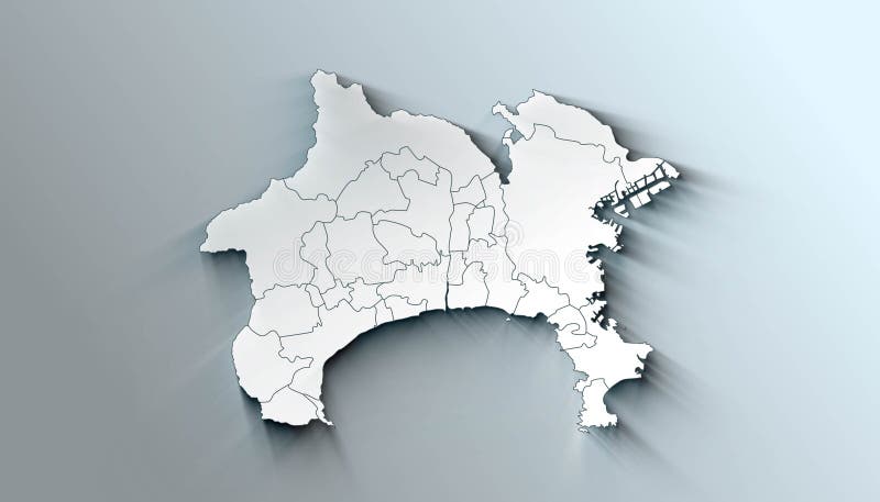 Modern Map of Kanagawa Japan Prefecture with Borders Stock Illustration ...