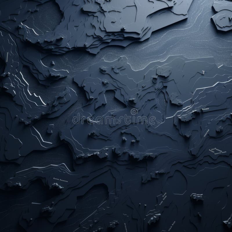 Minimalist Mapping: Dark Blue Topography with Hyper-realistic Details ...