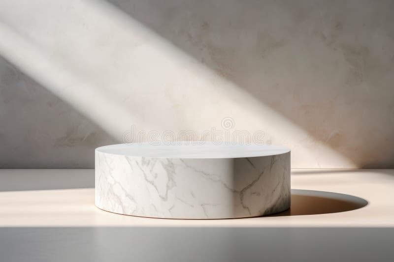 Minimalist Marble Display Platform: Elegant Product Showcase in Sunlit ...