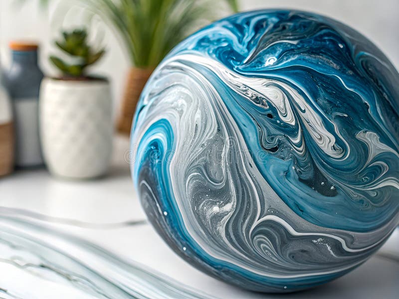 Minimalist Marble Sphere with Fluid Swirls Stock Illustration ...