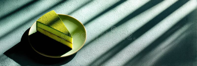 Minimalist Matcha Cake Slice Highlighting Beautiful Shadow Patterns on ...
