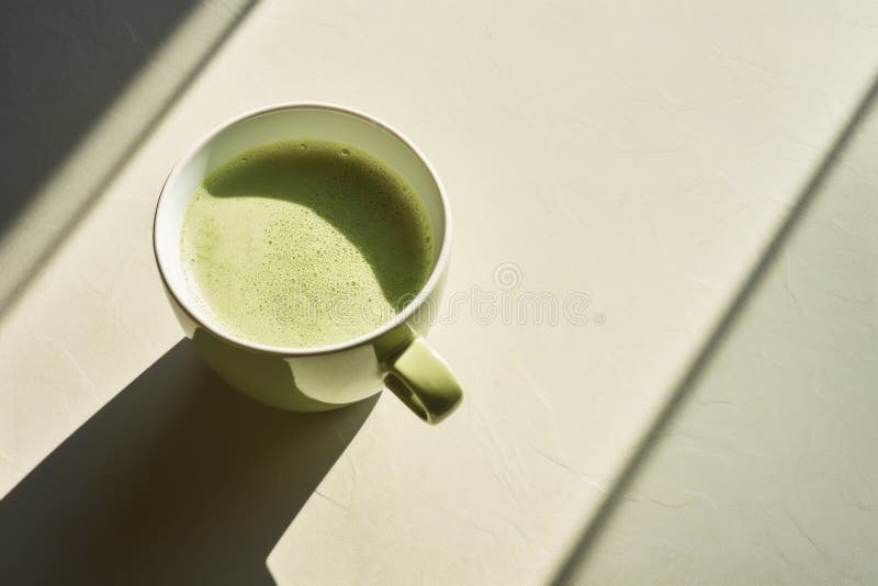 Minimalist Matcha Green Tea in Sunlight Stock Image - Image of ...