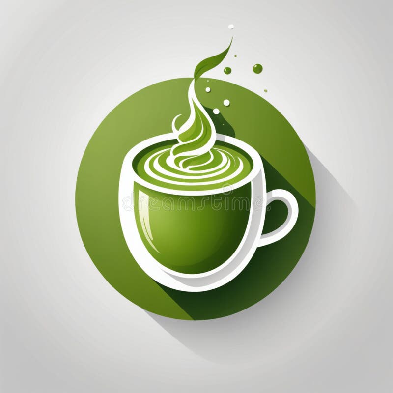 Minimalist Matcha Latte Logo Design on White Background Stock ...