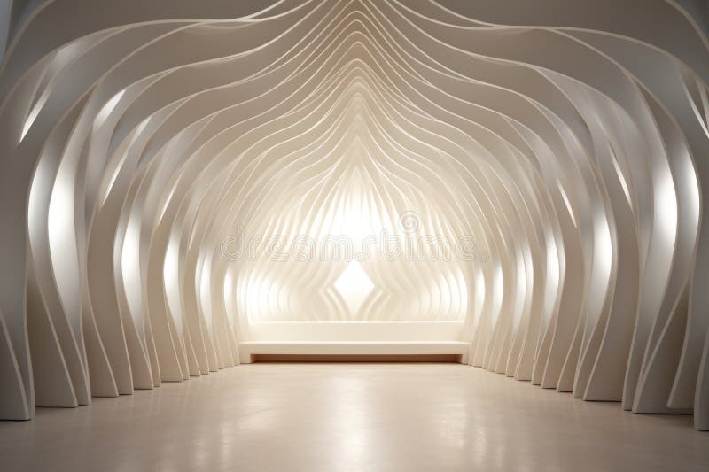 A Minimalist Meditation Chamber with Symmetrical Wall Patterns Stock ...