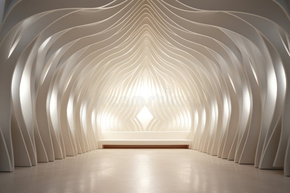 A Minimalist Meditation Chamber with Symmetrical Wall Patterns Stock ...