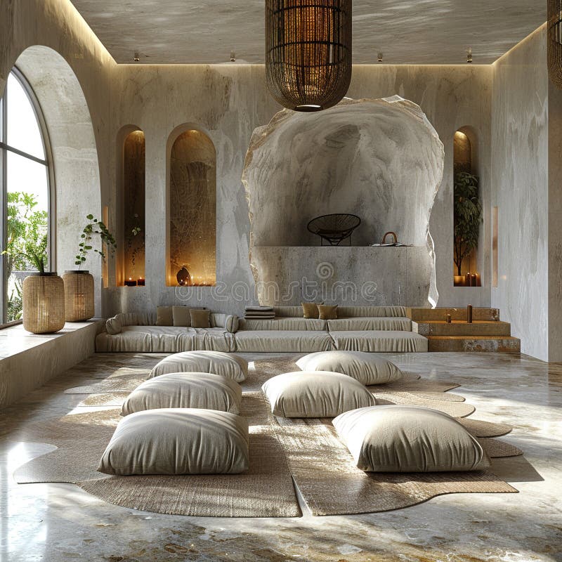 Minimalist Meditation Space with Simple Lines and a Sense of Calm Stock ...