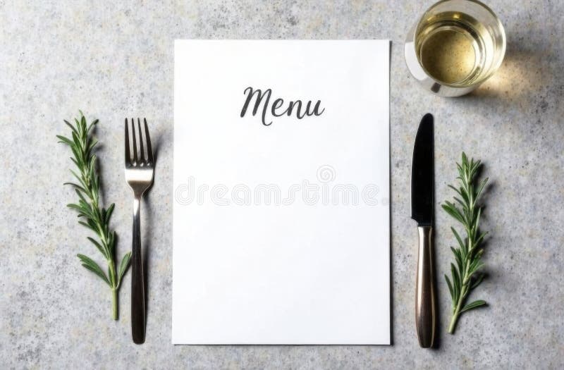 Minimalist Menu Mock-up on a Concrete Surface. Elegant Style and ...