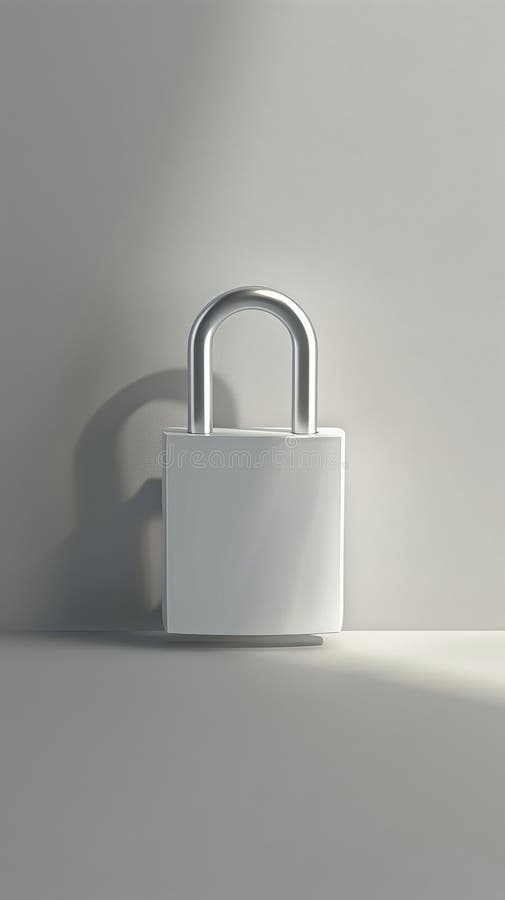 Minimalist Metal Padlock on White Surface with Shadow, Security and ...