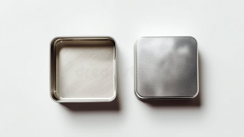 A Minimalist Metallic Container in a Square Shape, Featuring a Lid ...