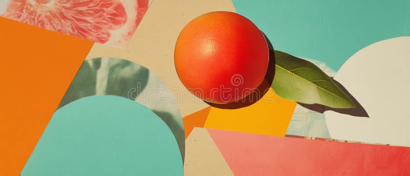 Minimalist Mixed Media Constructivist Collage Featuring Geometric Fruit ...