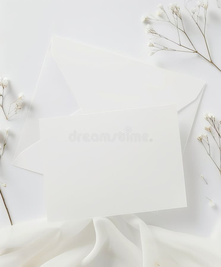 Minimalist Mockup of a Blank White Invitation Card Stock Photo - Image ...
