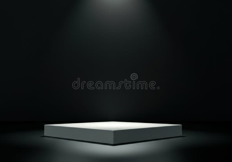 Minimalist Mockup Display Platform Illuminated in a Dark Environment ...