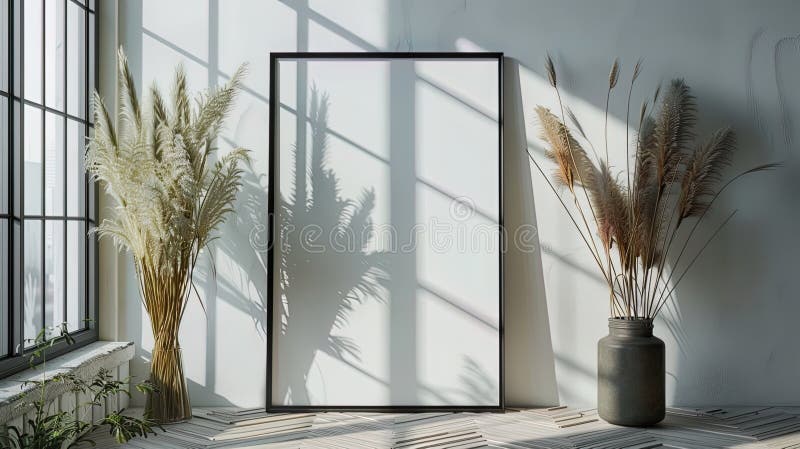 Minimalist Mockup Featuring a Thin Black Frame Against a Pristine White ...