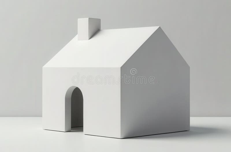 Small Concrete Gray House on Light Gray Background. Stock Illustration ...