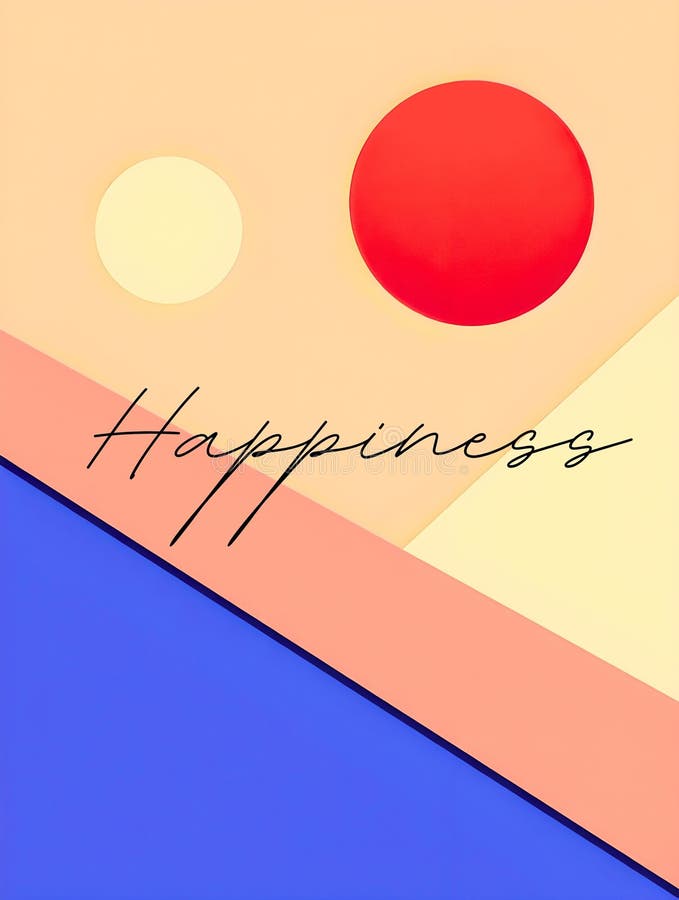 Happiness in Cursive Font on Abstract Pastel Geometric Background Stock ...