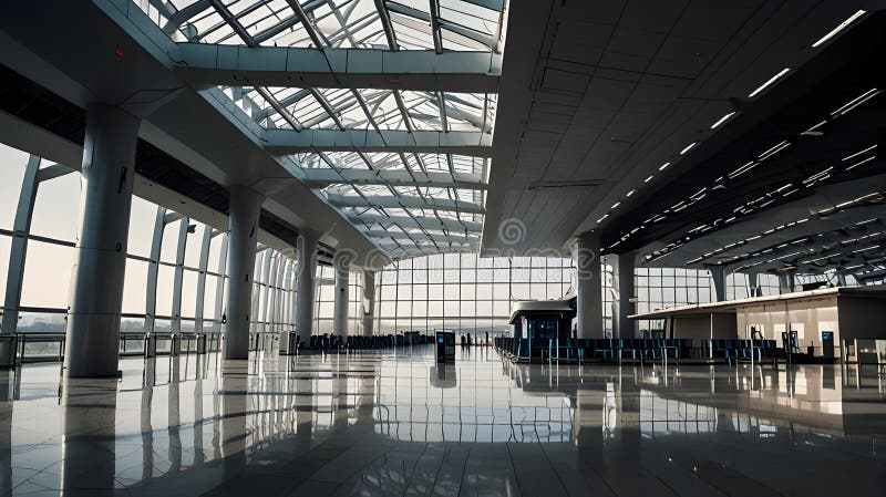 A Minimalist Modern Airport Terminal with Sleek Architecture Stock ...
