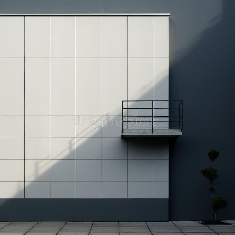 Minimalist Modern Architecture with Striking White Tiled Walls Stock ...