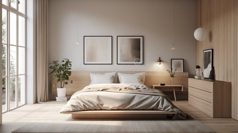 Minimalist and Modern Bedroom - Generative AI, AI Generated Stock ...