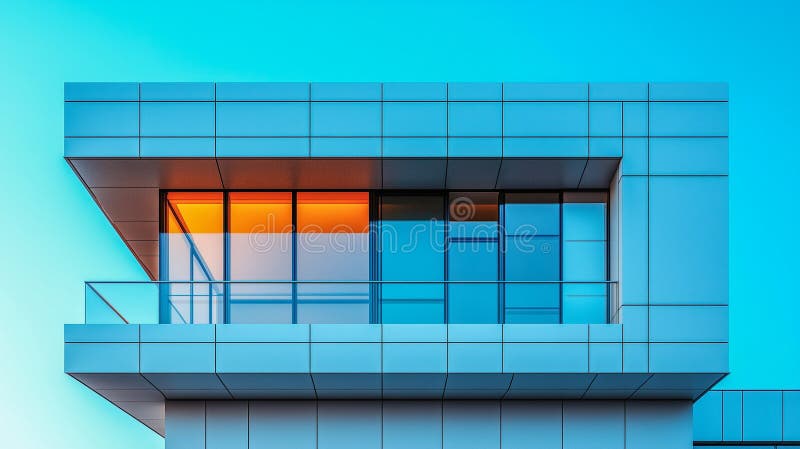 Minimalist Modern Building Angular Glass Design Sunset Reflection Stock ...