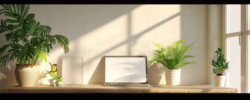 Minimalist Modern Interior with Computer Monitor on Sleek Table Under ...