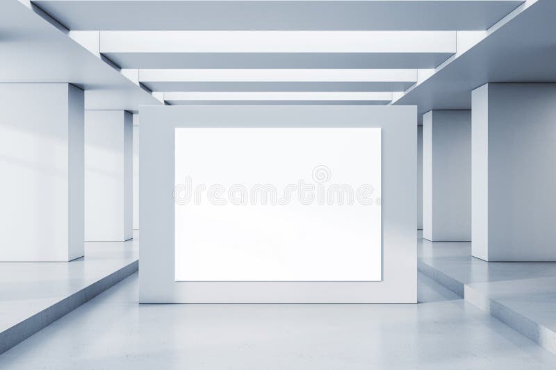 Minimalist Modern Interior with Geometric Columns and Blank White ...