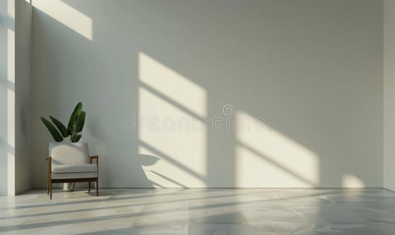 A Minimalist Modern Interior Room with Light Gray Walls Stock ...