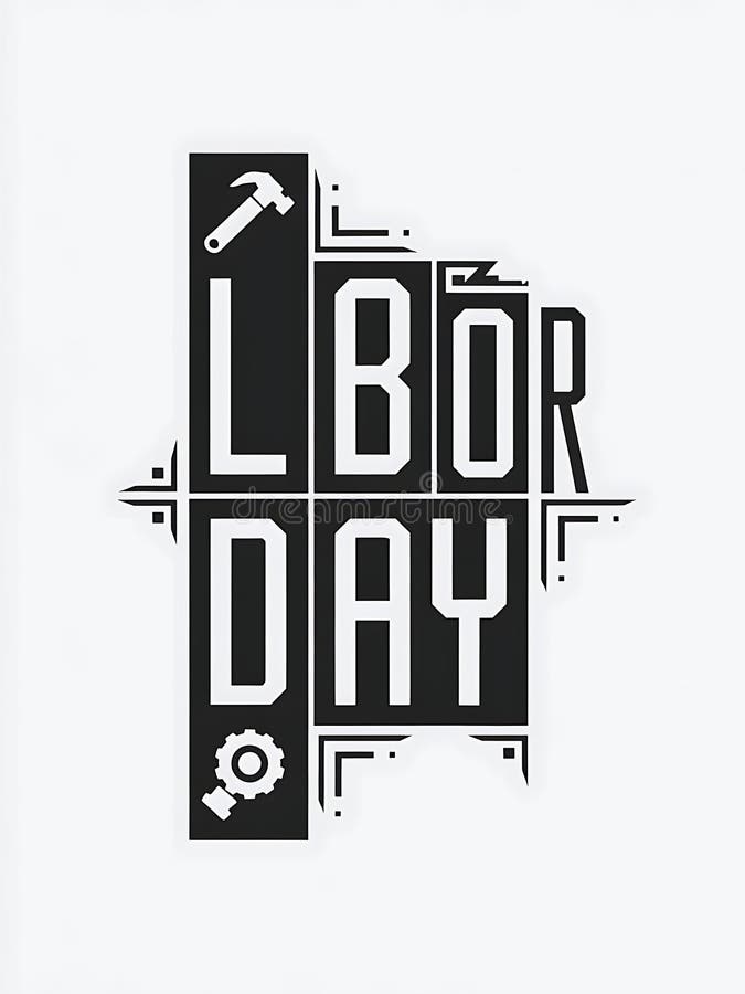 Minimalist Modern Labor Day Text Stock Illustration - Illustration of ...