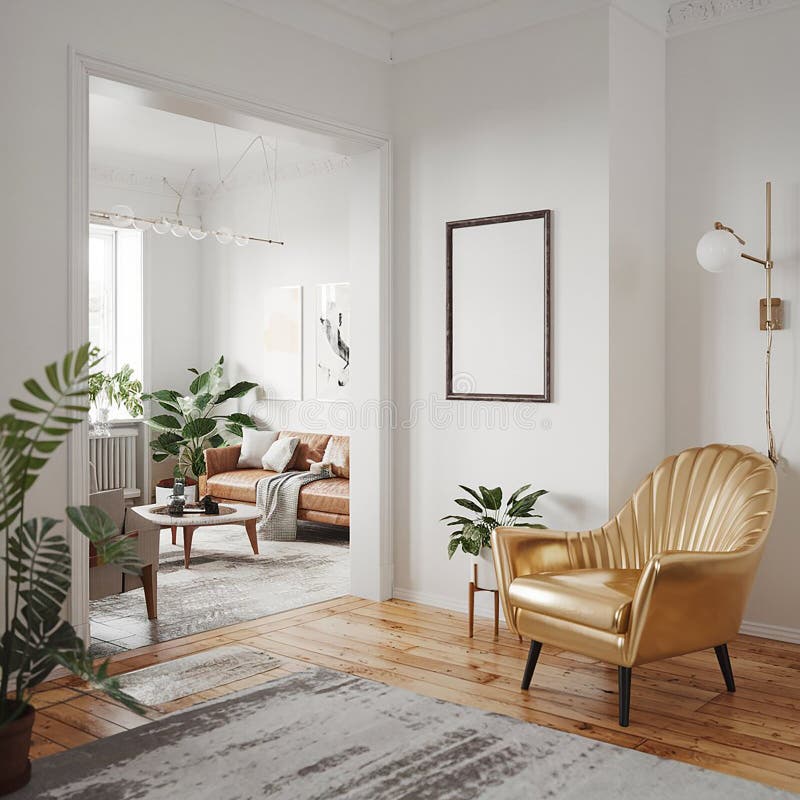 Minimalist Interior Design of a Modern Living Room Stock Illustration ...