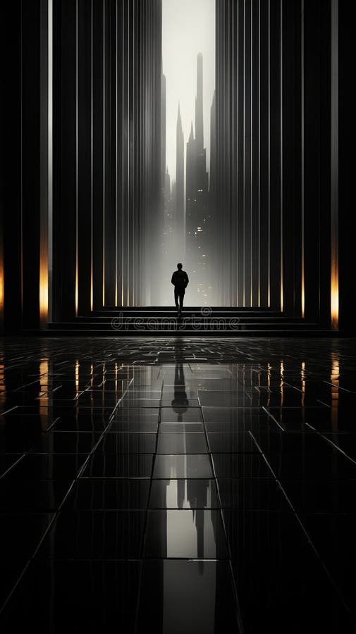 Minimalist Modern Portrait of a Post Apocolyptic City Scape Background ...