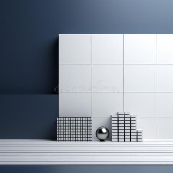 Minimalist Modern Still Life Composition with Grid Pattern Stock ...