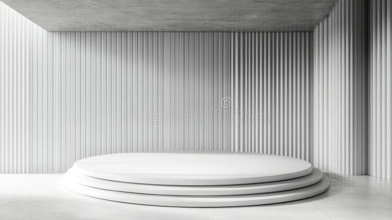 Minimalist Modern Studio Interior with Circular Platform and Walls ...