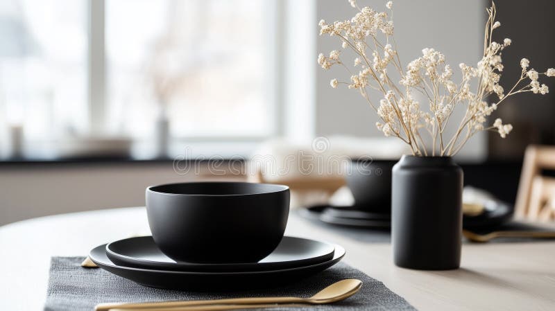 Minimalist Modern Table Setting Focus Clean Lines Simple Forms Stock ...