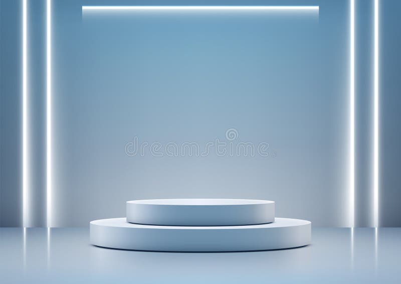 Minimalist Modern Technology Concept with Glowing Neon Lights and White ...