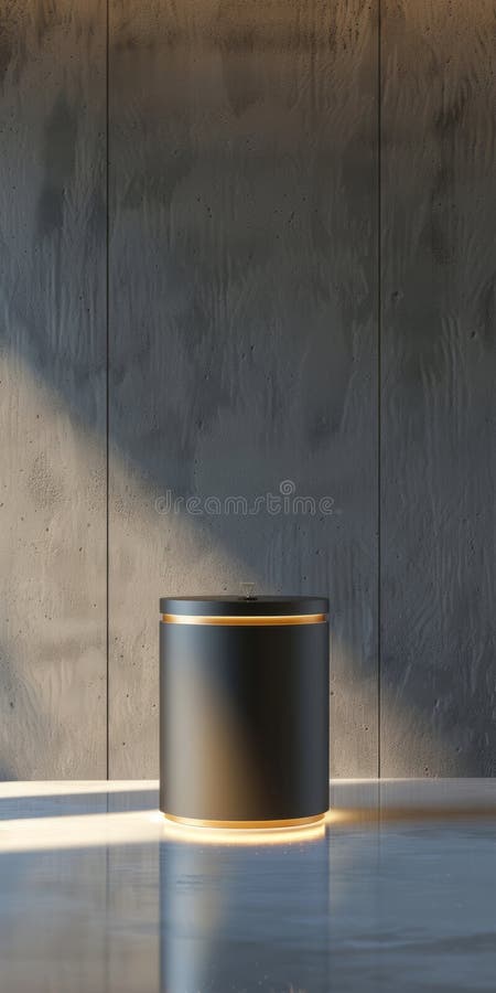 Minimalist Modern Trash Can with Soft Ambient Lighting in a ...