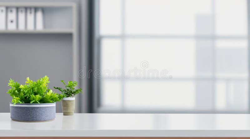 Minimalist Modern White Workspace with Copy Space: Blurred Office ...